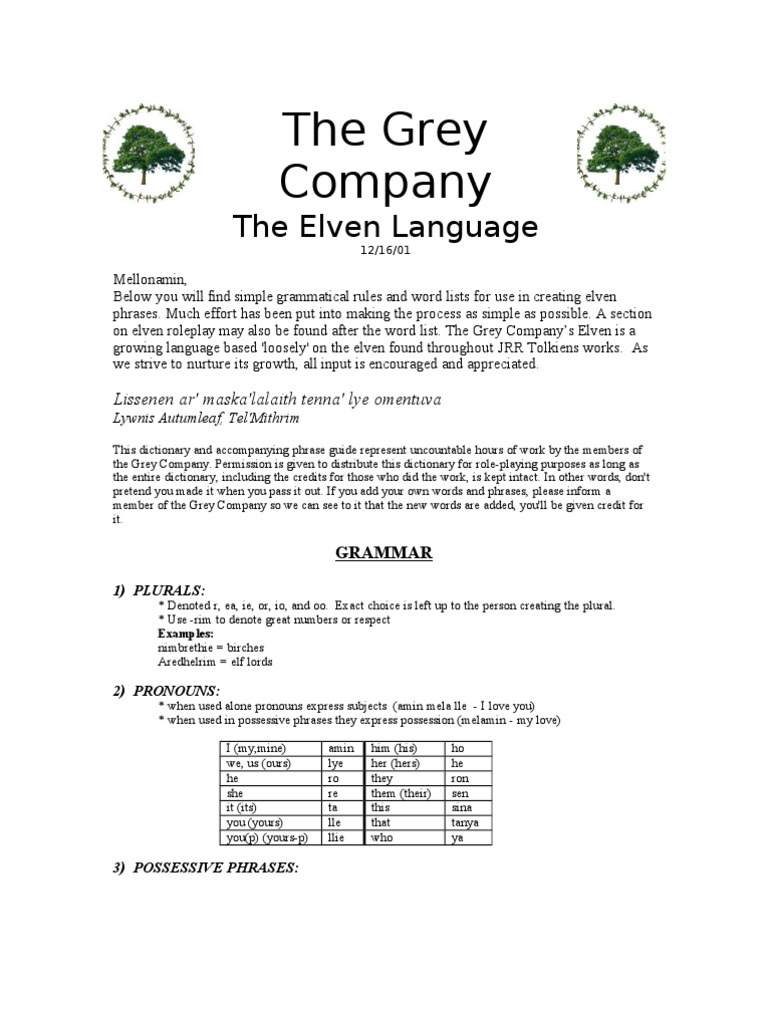 The Complete Guide To The Elvish Language | PDF | Grammatical ...