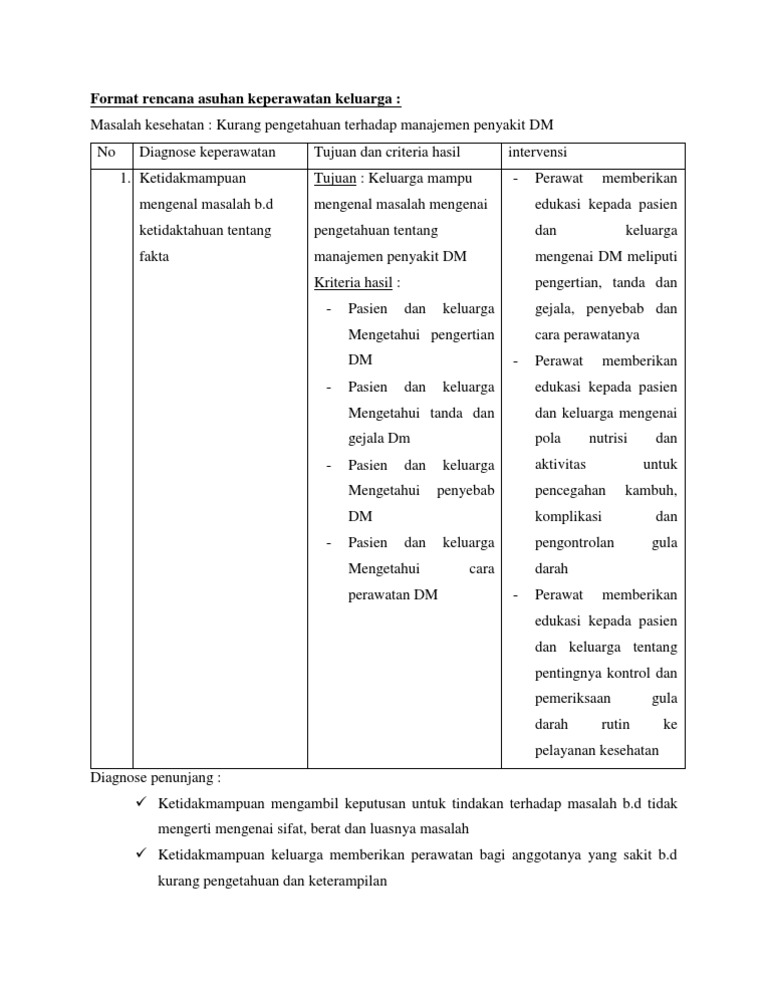 Format Rencana Asuhan Keperawatan Keluarga | PDF