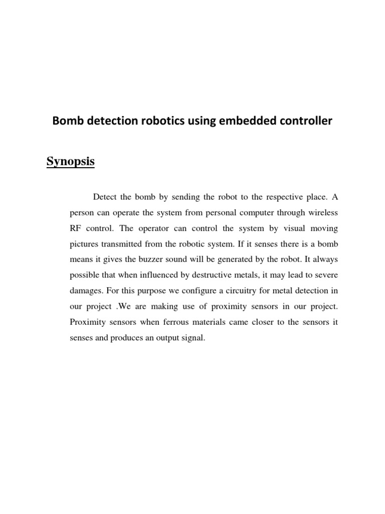 Bomb Detection Robotics Using Embedded Controller | PDF