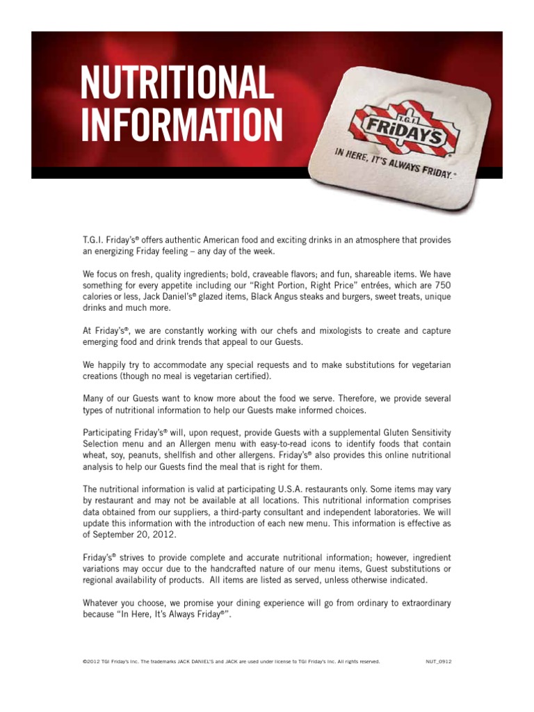 Tgif Nutritional PDF | PDF | Salad | Menu