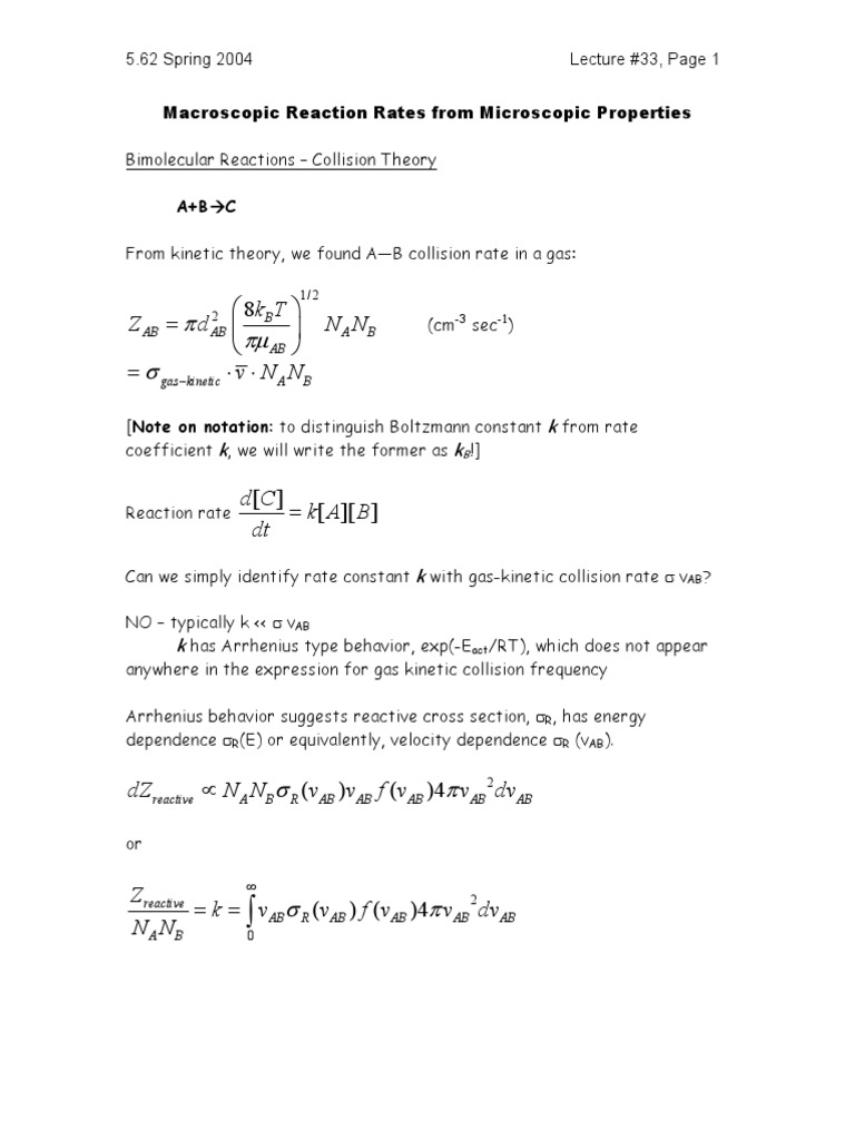 Lection 3 (Eng) PDF | PDF | Collision | Reaction Rate