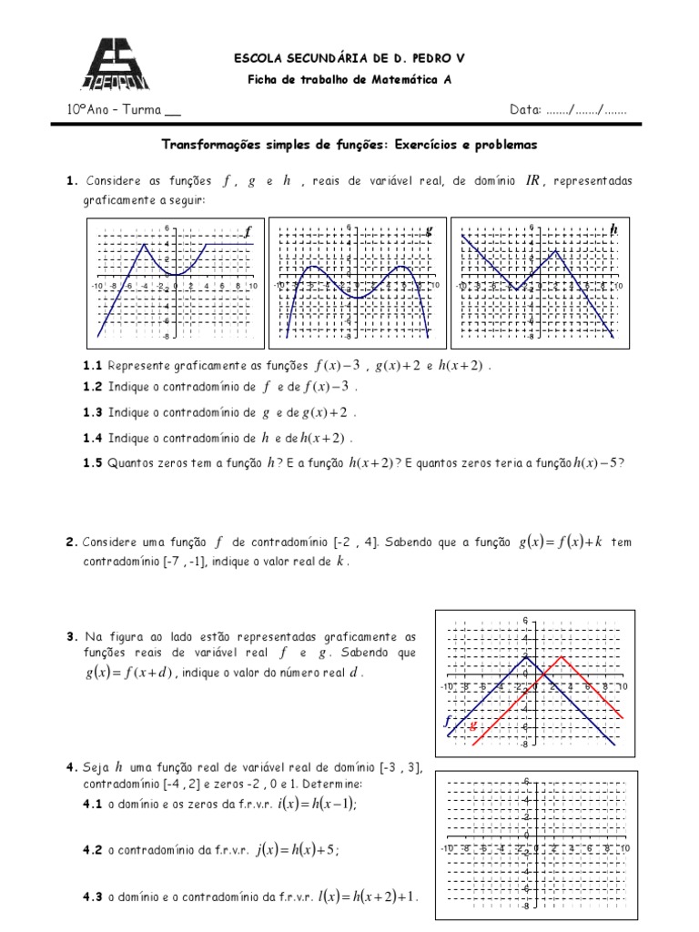 Transformacoes Simples Funcoes Exercicios e Proble | Função (Matemática ...
