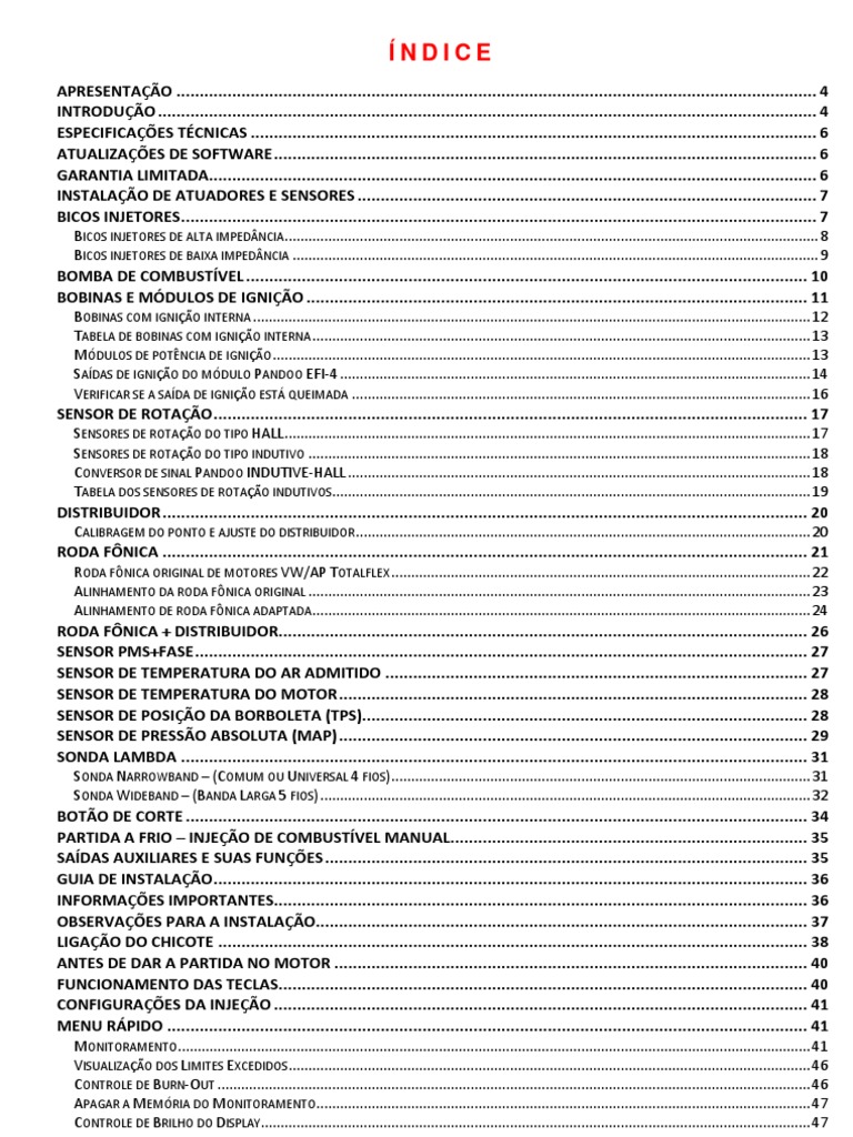 PANDOO Injecao Eletronica EFI 4 Versao 1 - 66C | PDF | Motor de ...