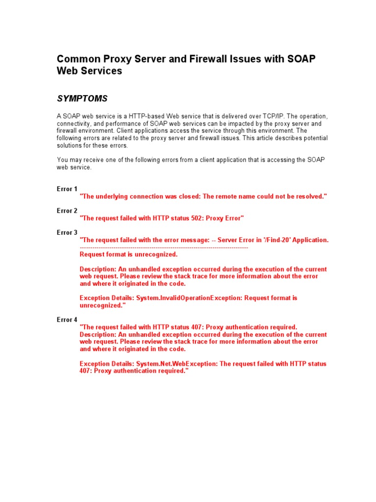 Common Proxy Server and Firewall Issues With SOAP Web Services | PDF ...