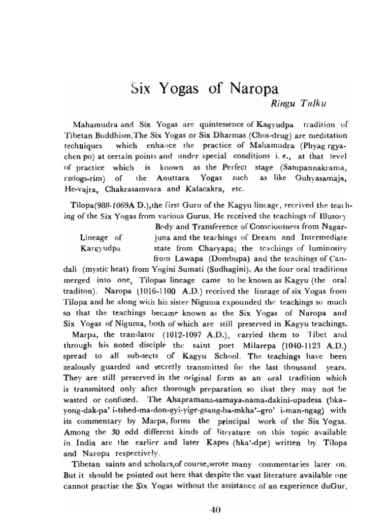 Six Yogas of Naropa | PDF
