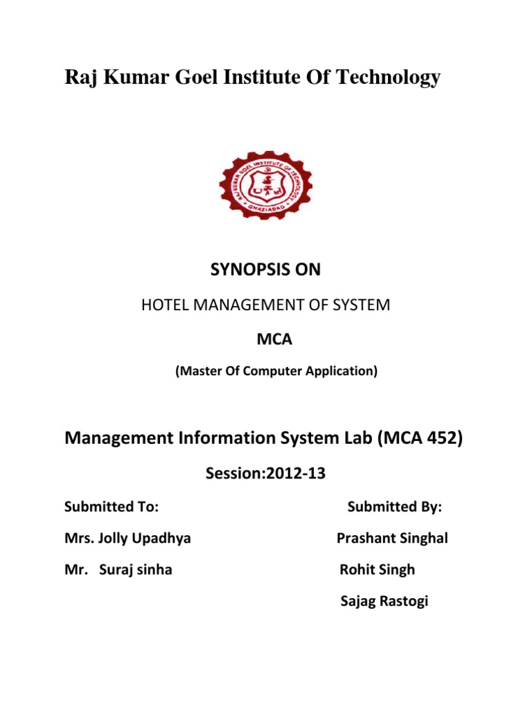 Raj Kumar Goel Institute of Technology: Synopsis On | PDF | Databases ...