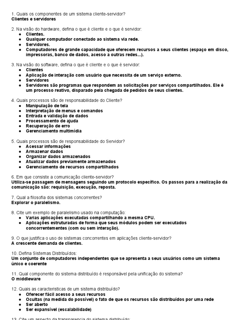 Questionário Sistema para Internet (GABARITO) | PDF | Modelo cliente ...