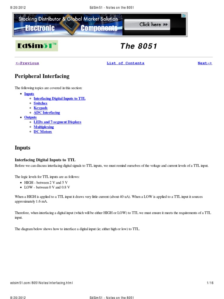 EdSim51 - Notes On The 8051 | PDF | Switch | Electronic Circuits