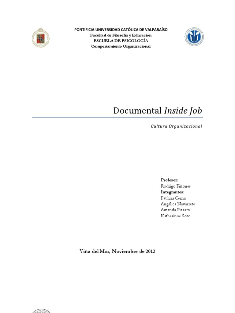 Inside Job - Trabajo | PDF | Comportamiento | Cultura organizacional