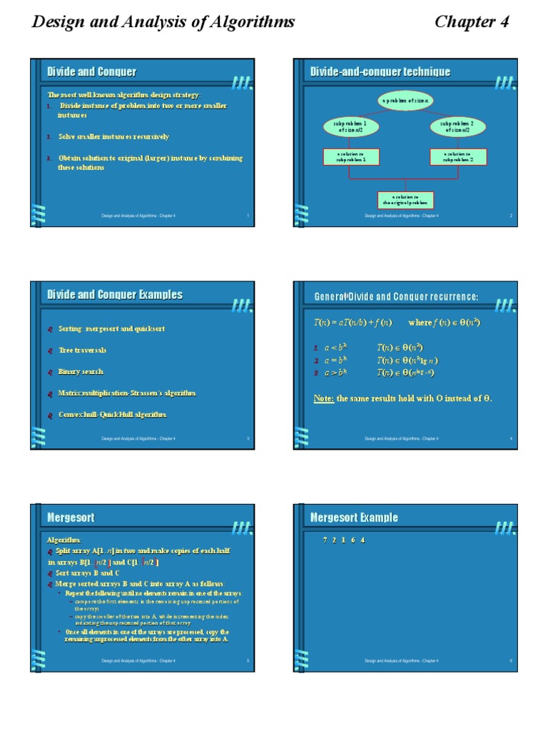 Design and Analysis of Algorithms: Divide and Conquer Divide - and - Conquer Technique | PDF ...