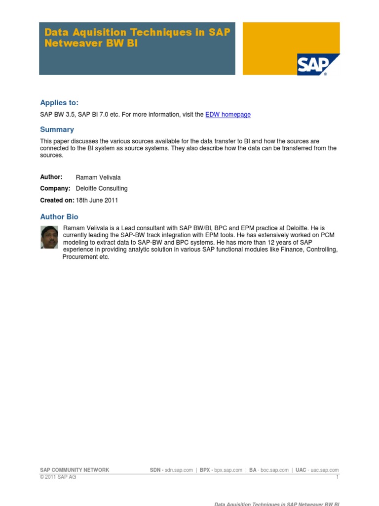 Data Aquisition Techniques in SAP Netweaver BW BI | PDF | Comma ...