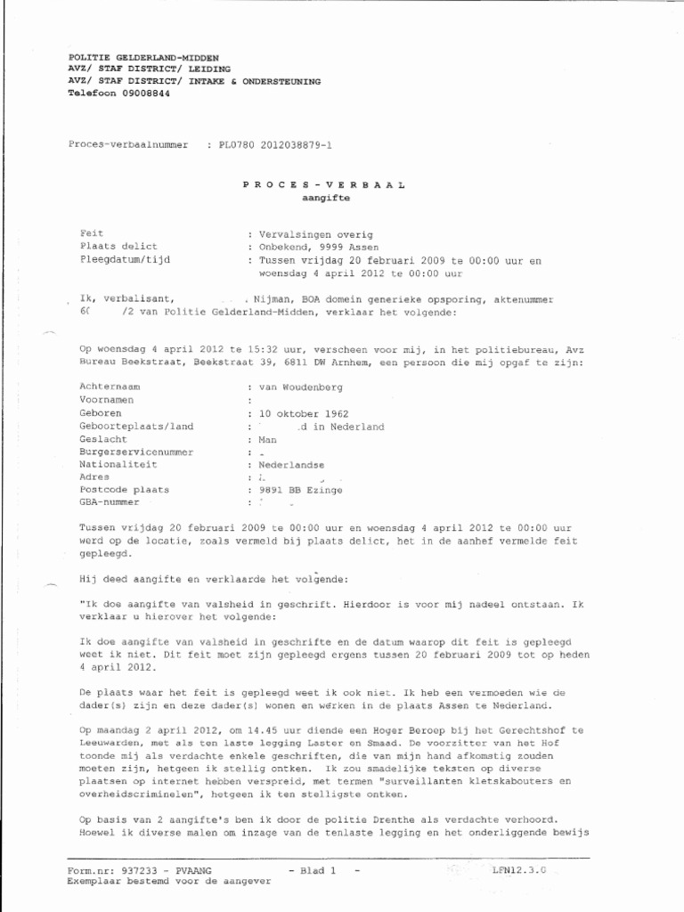 Denkmetkoosmee - Aangifte Van Valsheid in Geschrifte ...