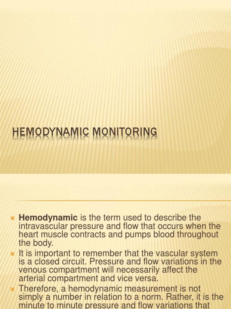 Hemodynamic Monitoring | PDF | Heart | Hemodynamics