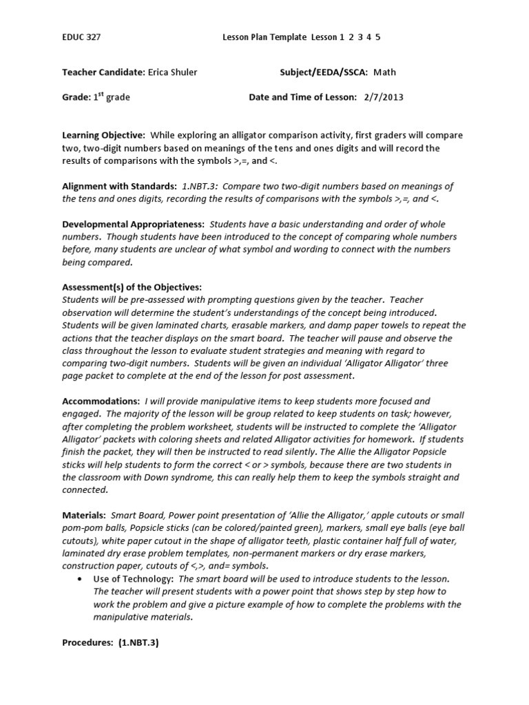 Allie The Alligator | PDF | Lesson Plan | Educational Assessment