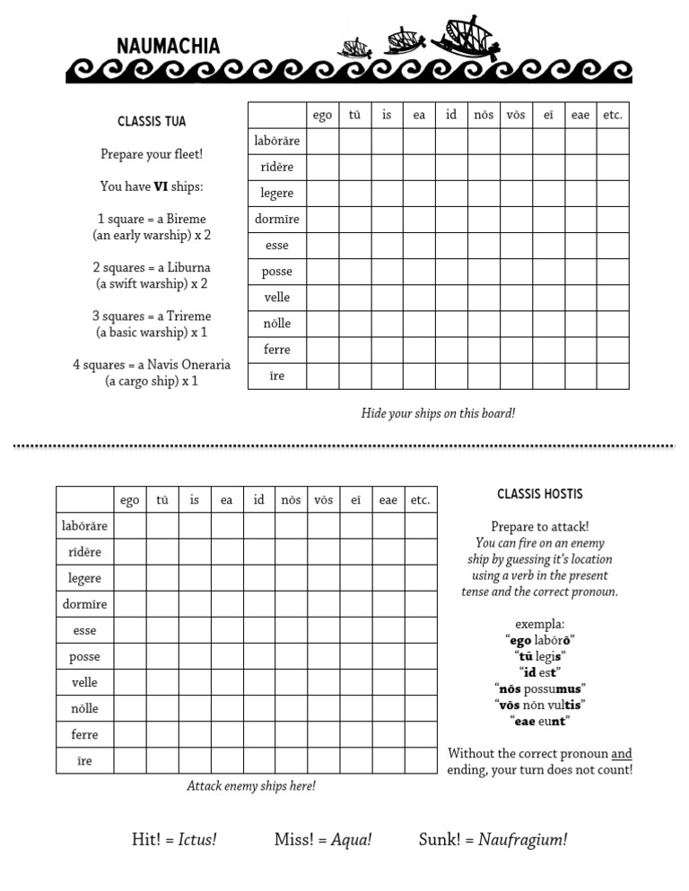 Battleship Game for Irregular Verbs | PDF