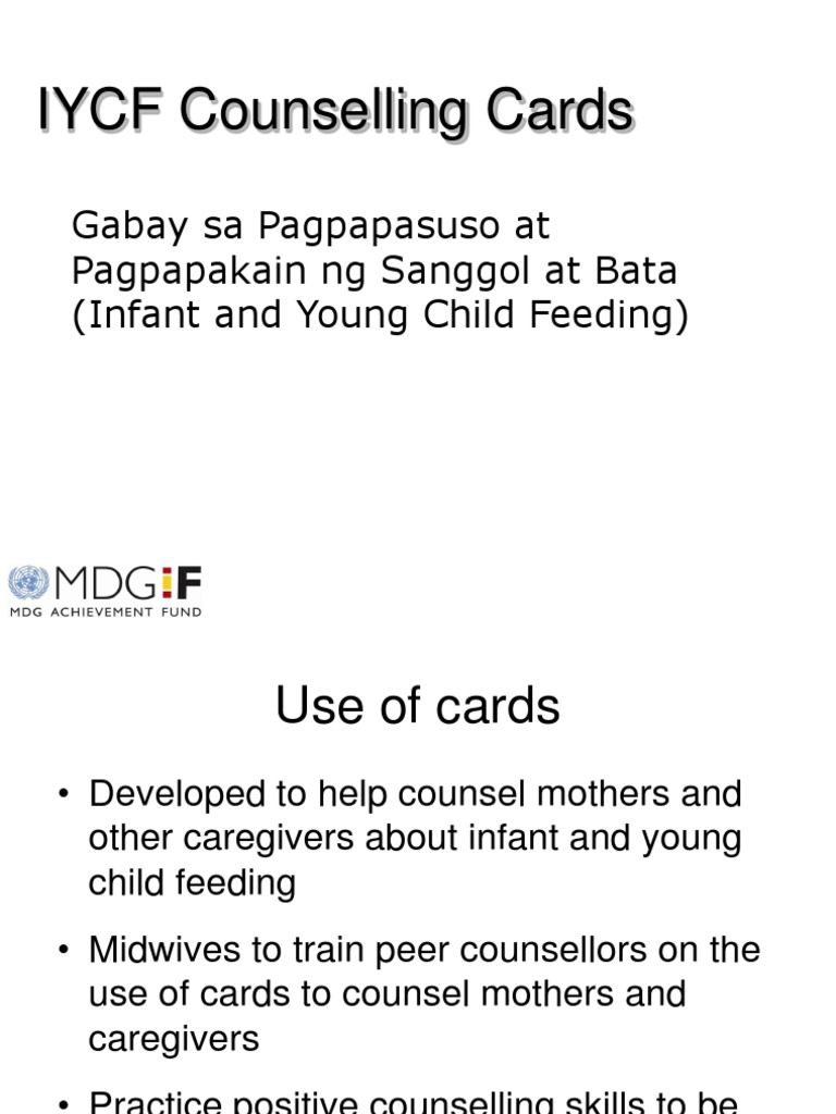 DRAFT IYCF Counselling Cards - 5 September | PDF | Caregiver ...