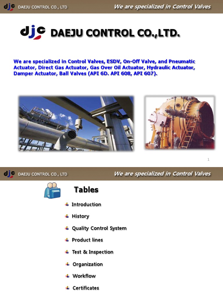 Company Profile of DAEJU CONTROL CO., LTD. | PDF | Valve | Actuator