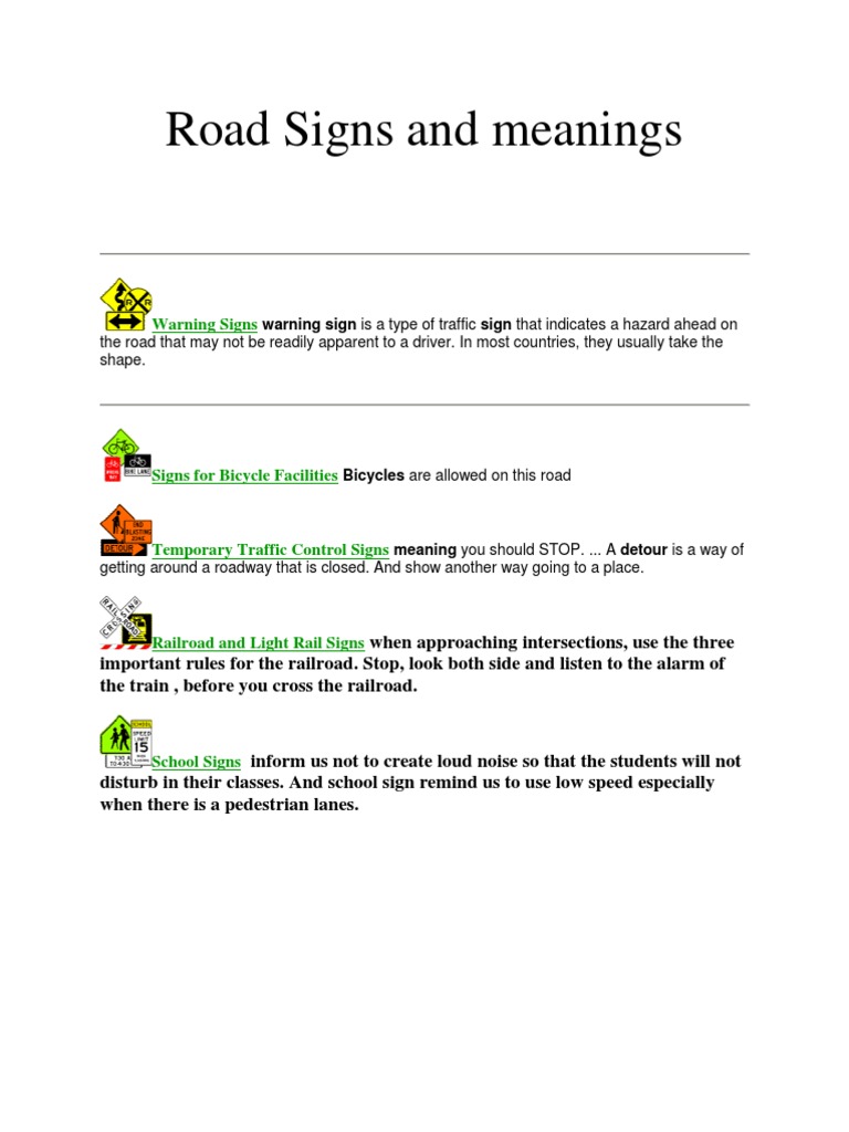 Understanding Traffic Sign Meanings | PDF | Business