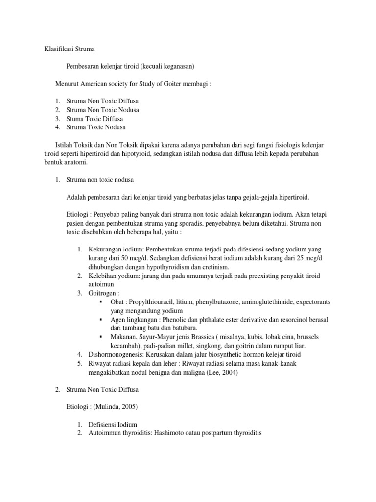 Klasifikasi Struma: Toksik & Non-Toksik | PDF