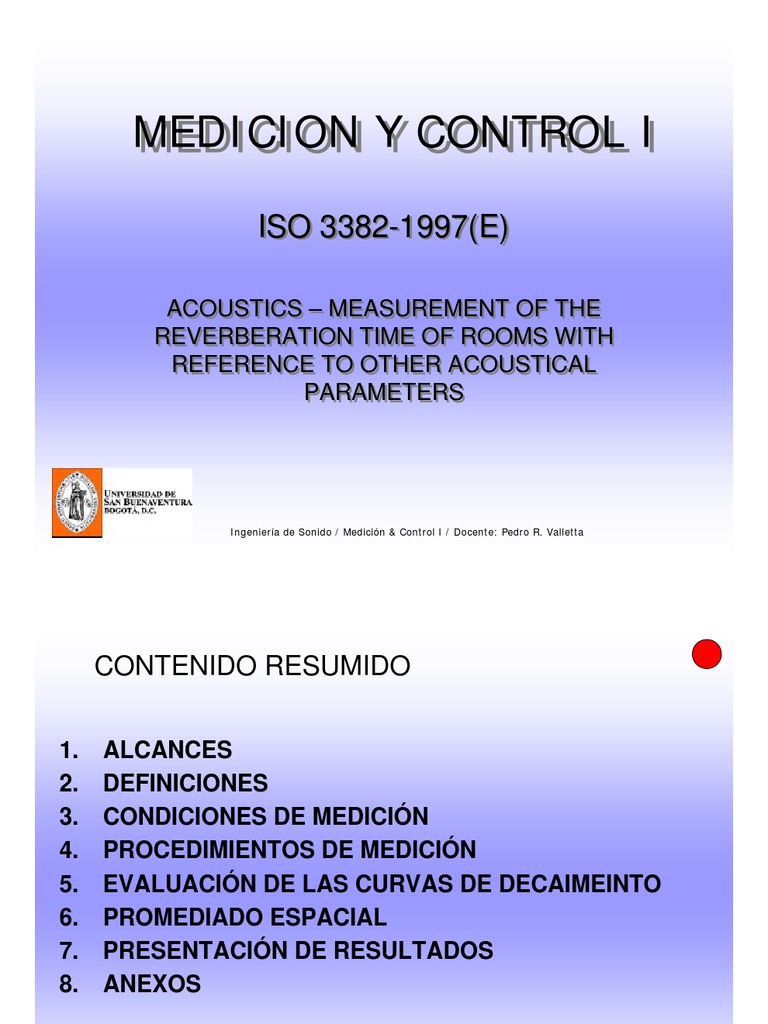 Medicion y Control I - Iso-3382-1997 (E) | PDF | Micrófono | Sonido