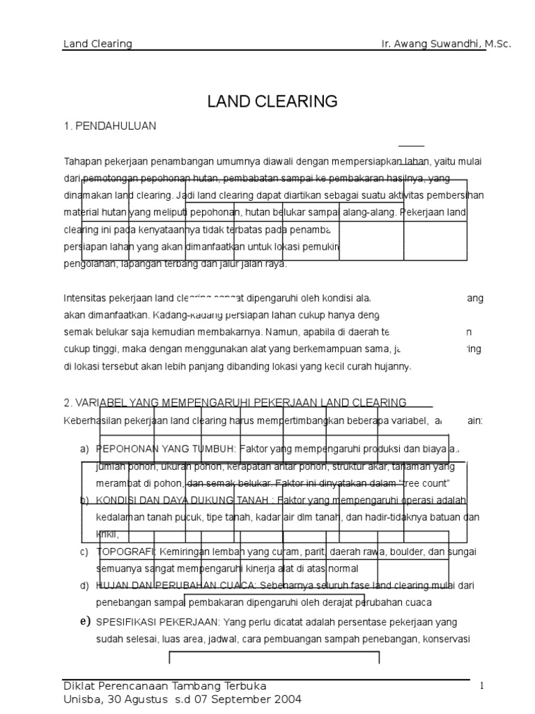 Proses dan Variabel Land Clearing | PDF | Metode & Bahan Ajar | Sains & Matematika
