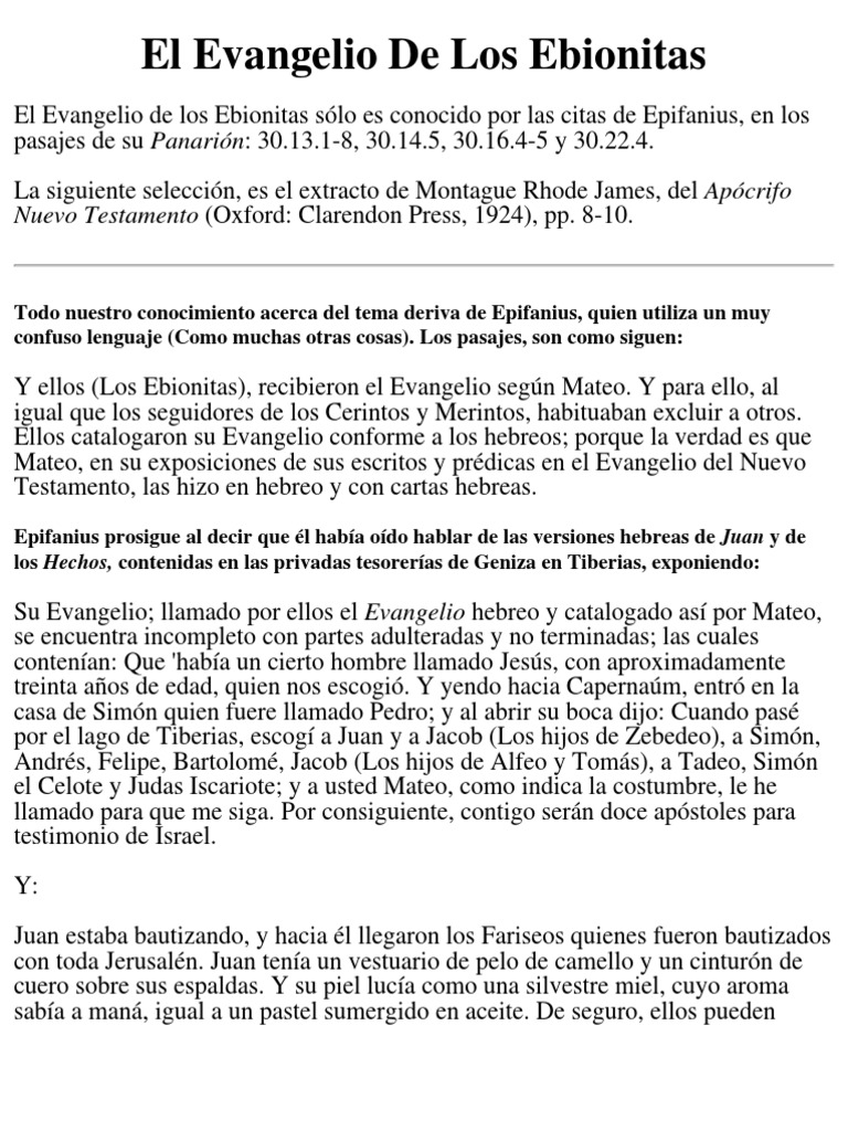 Evangelio Ebionitas: Fragmentos y Análisis | PDF | Evangelios | Jesús