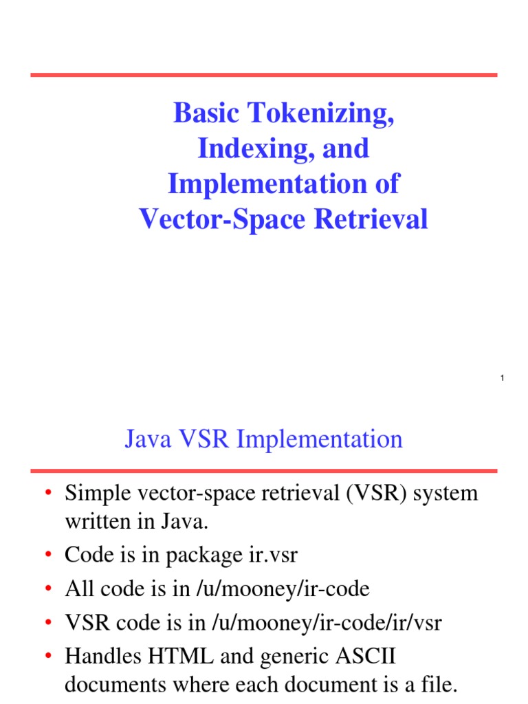 Basic Tokenizing Indexing And Implementation Of Vector Space Retrieval Pdf Array Data