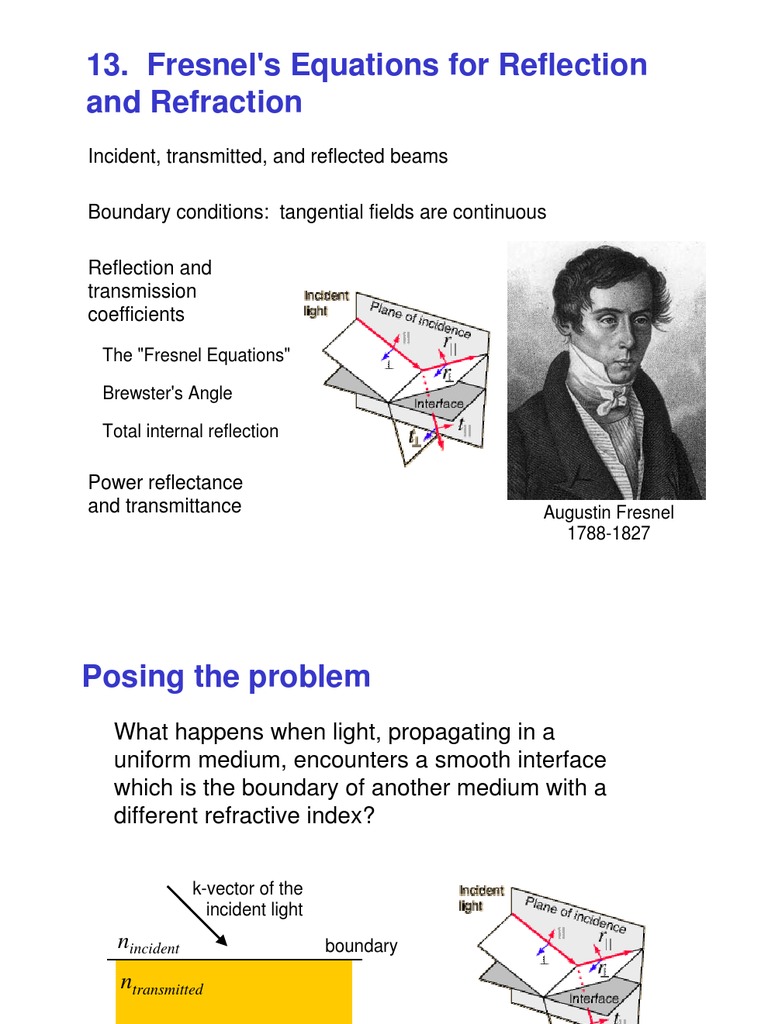 Optics Lecture-Fresnel Equations | PDF | Natural Philosophy | Mechanics