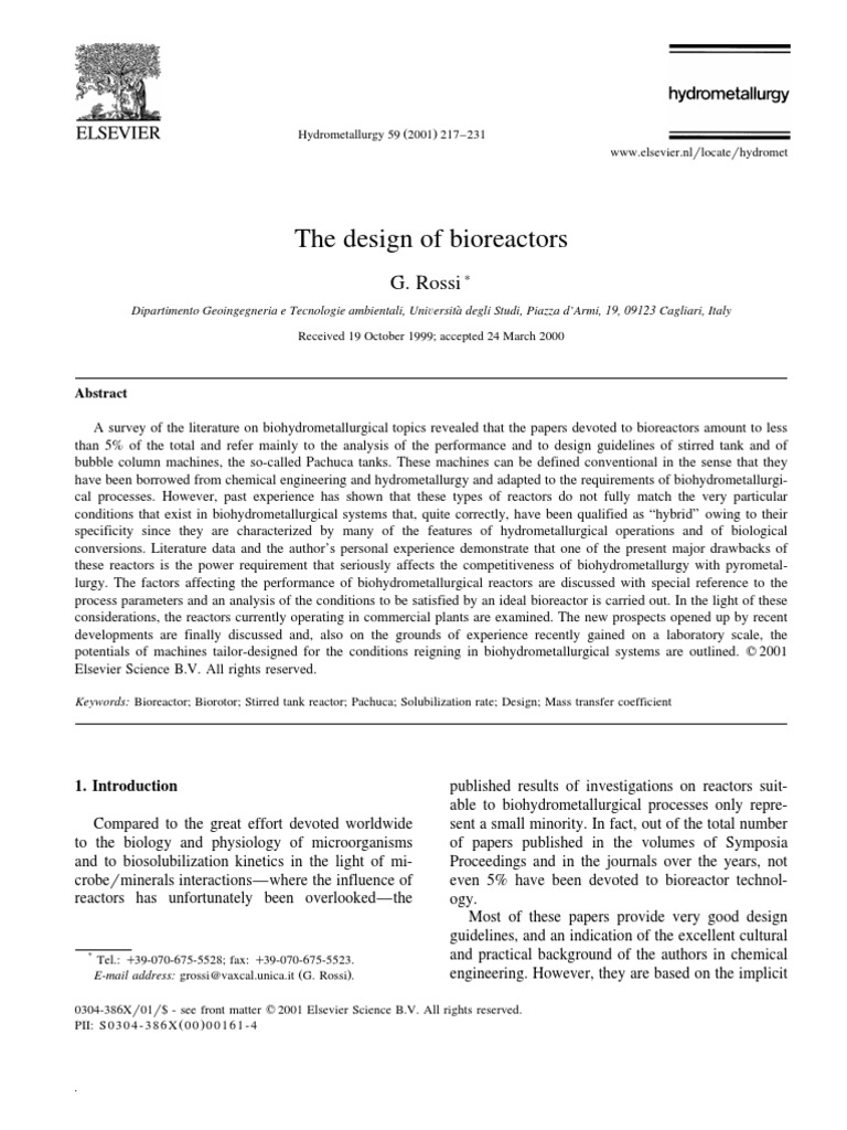 The Design of Bioreactors | PDF | Chemical Reactor | Reynolds Number
