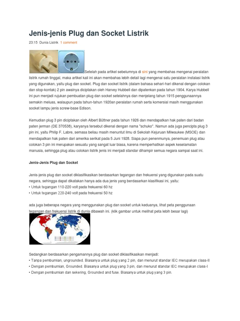 Jenis Plug dan Socket Listrik | PDF