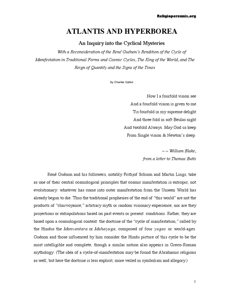 Atlantis and Hyperborea by Charles Upton | PDF | Theoria | Plane ...