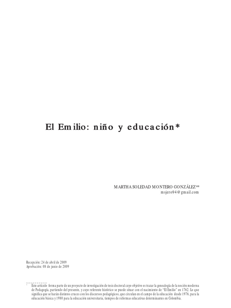 El Emilio: niño y educación* El Emilio: niño y educación* El Emilio ...