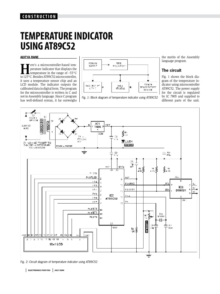 Temp-Indicator Using AT89C52 | PDF | Microcontroller | Computer Architecture