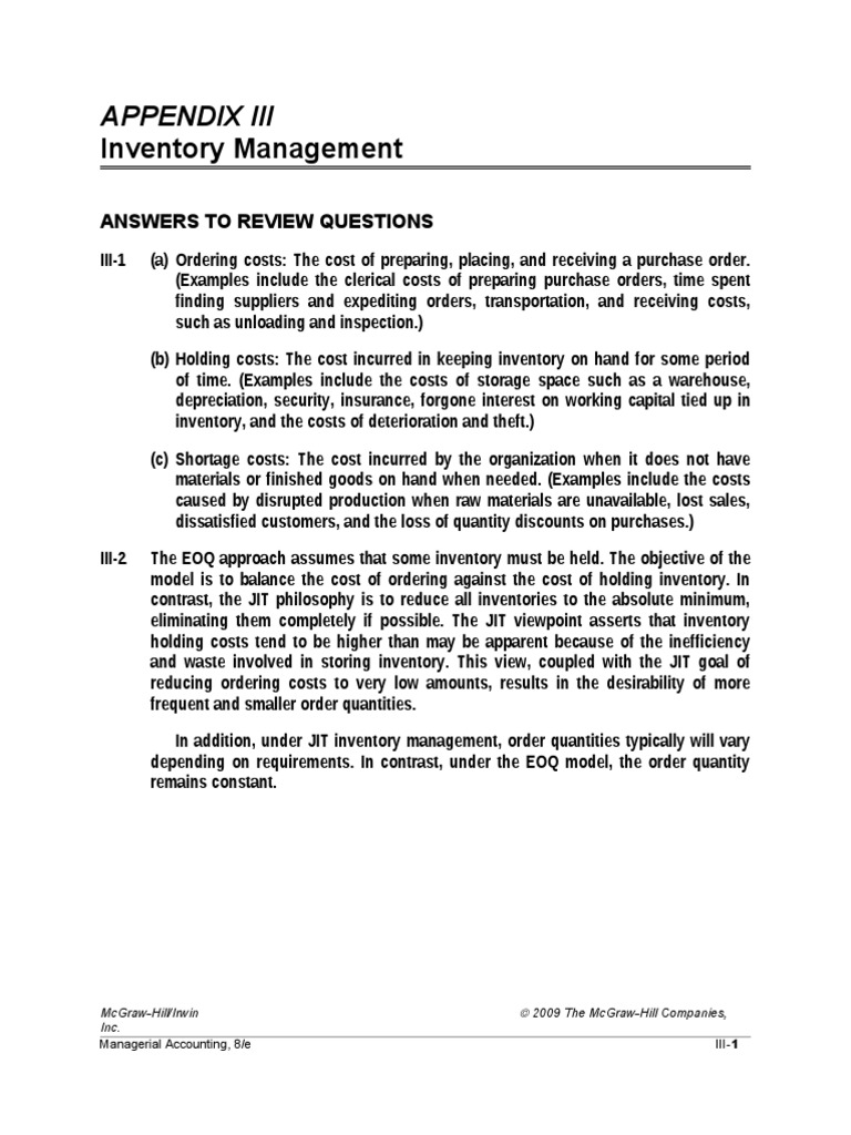 AppendixIII | Inventory | Industries