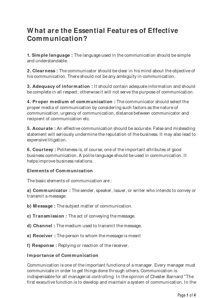 What Are the Essential Features of Effective Communication ...