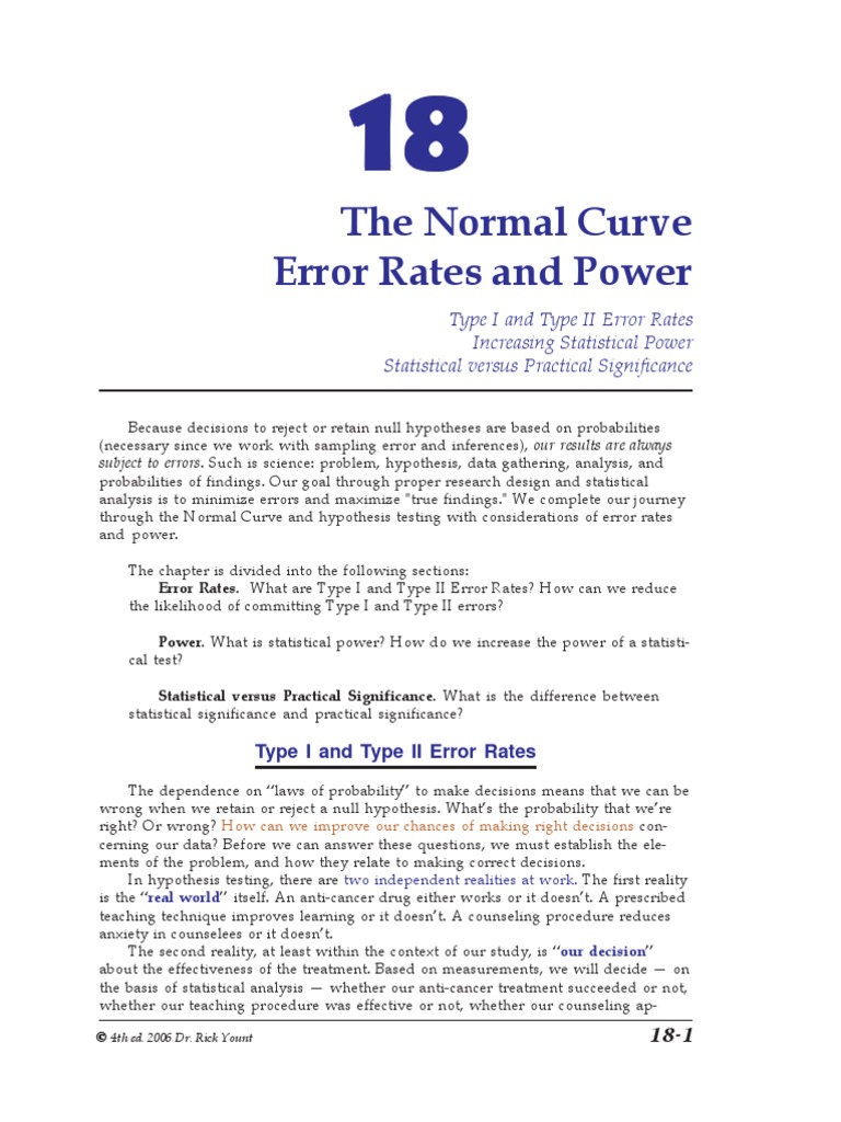 The Normal Curve Error Rates and Power | PDF | Statistical Power ...