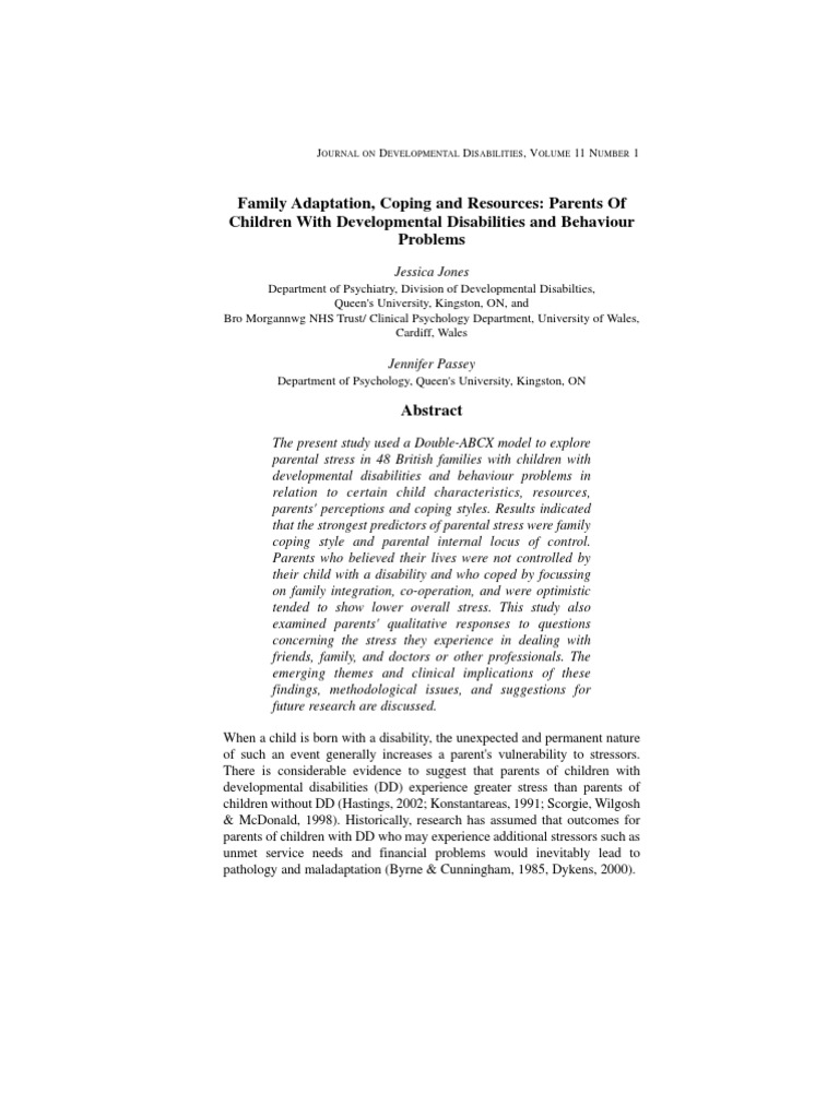 Parental Stress in Families with Disabilities | PDF | Stress (Biology ...