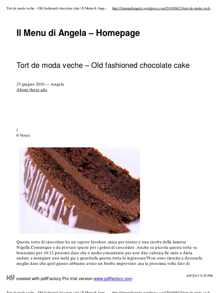Tort de Moda Veche - Old Fashioned Chocolate Cake - Il Menu Di Angela ...