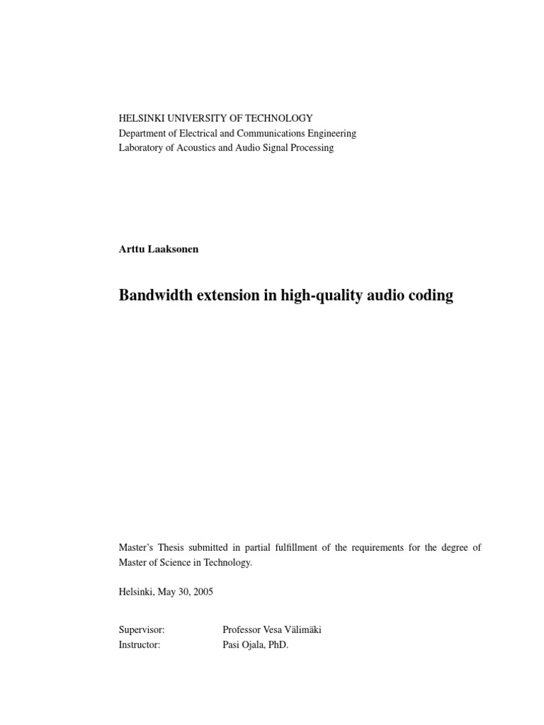 Bandwidth Extension in High Quality Audio Coding | PDF | Codec | Algorithms