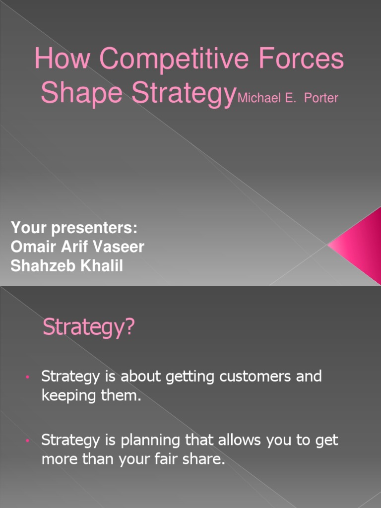 How Competitive Forces Shape Strategy: Your Presenters: Omair Arif ...