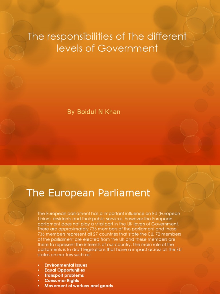 The Responsibilities of the Different Levels of Government | Government ...