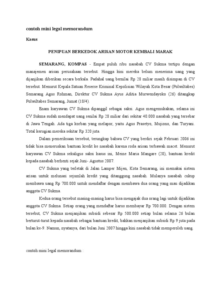 Contoh Mini Legal Memorandum | PDF