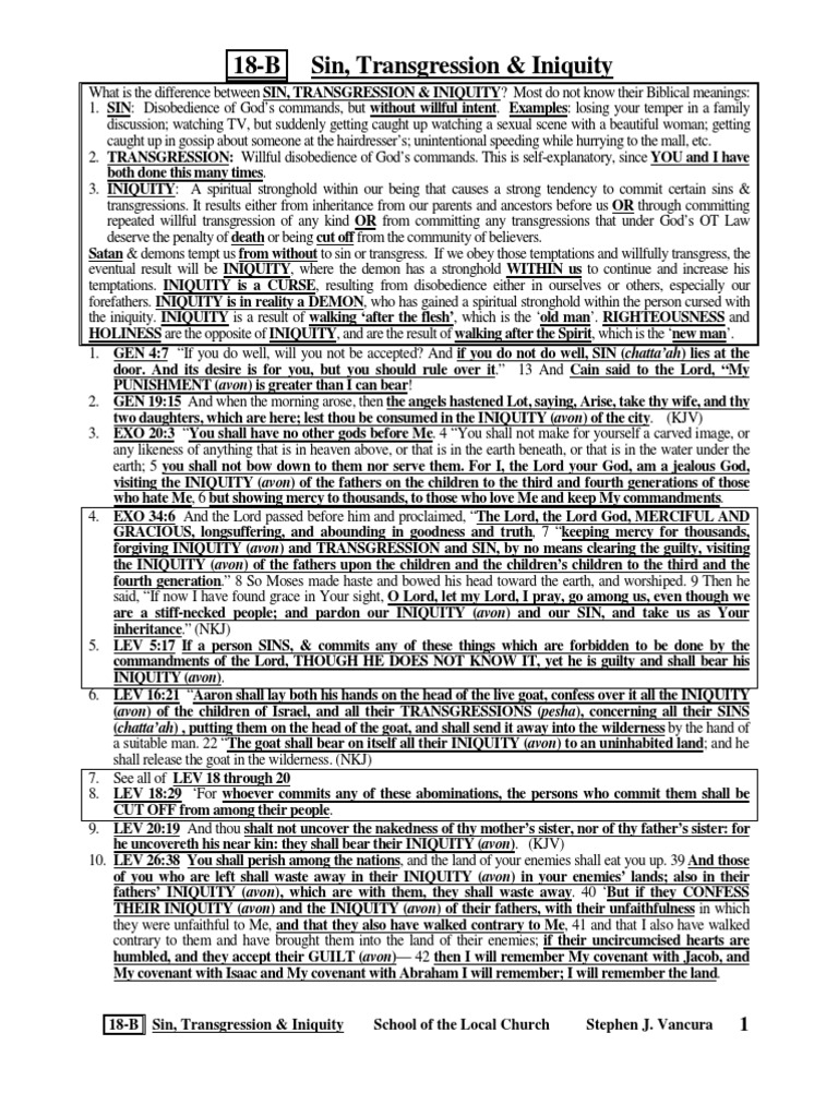 18-B Sin, Transgression & Iniquity | PDF | New Covenant | Sin