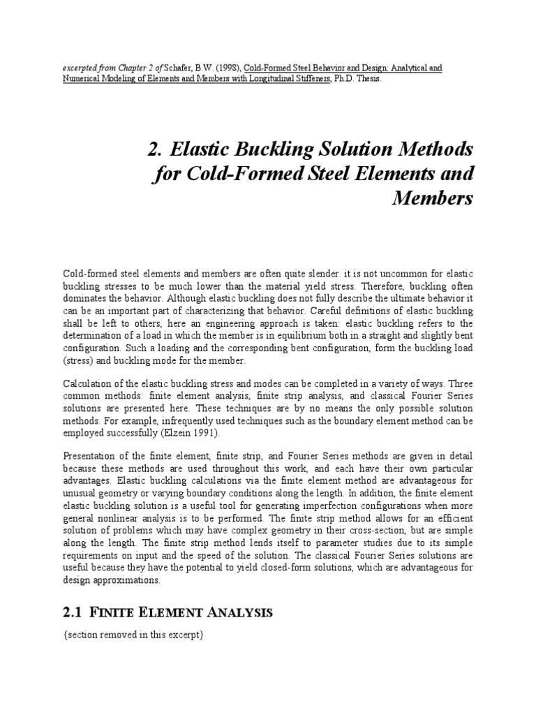 Elastic Buckling Solution Methods For Cold-Formed Steel Elements and ...