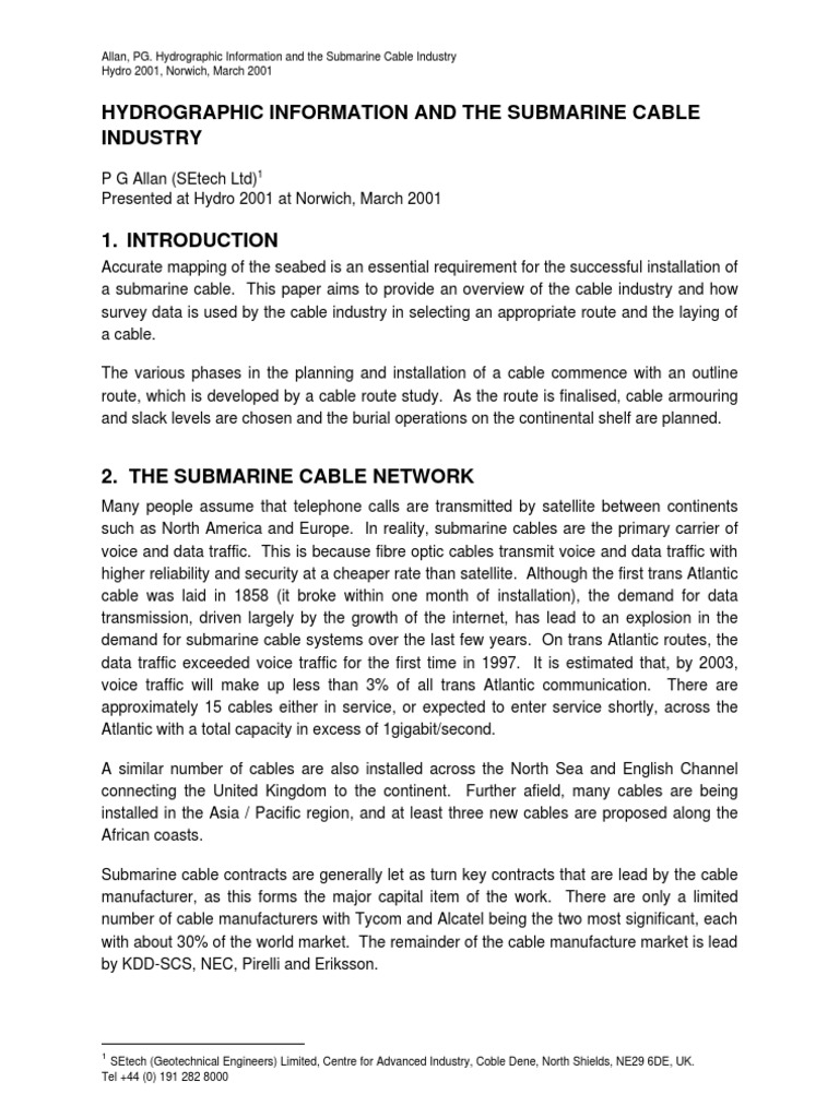 Submarine Cable Industry Overview | PDF | Cable | Earth Sciences