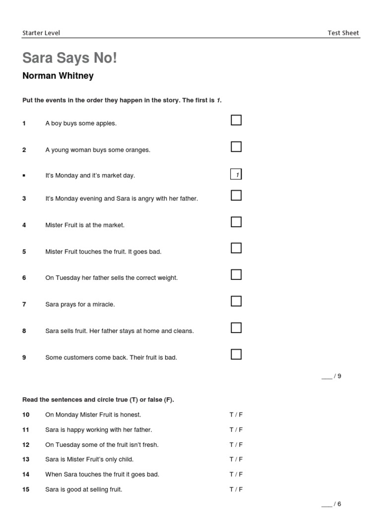 Sara Says No Test | PDF