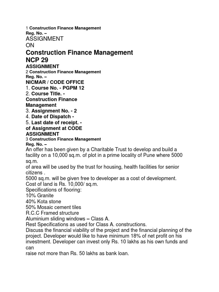1 Construction Finance Management | PDF | Interest | Wall