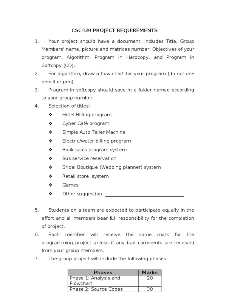 Csc430 Project Requirements Pdf Control Flow Algorithms