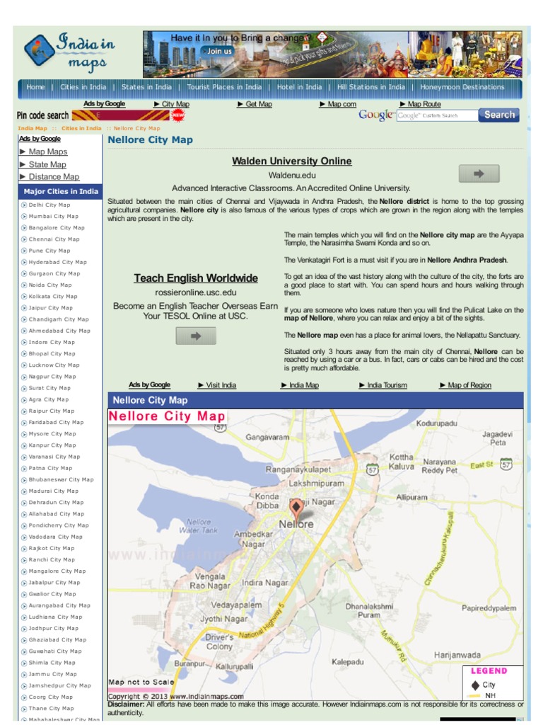 Nellore City Map | PDF | South Asia | States And Territories Of India