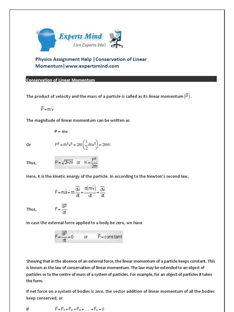 Conservation of Linear Momentum Explained | PDF | Momentum | Force